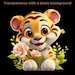 Cute Tiger Clipart, Baby Tiger PNG, Transparent Digital Download, Tiger ...