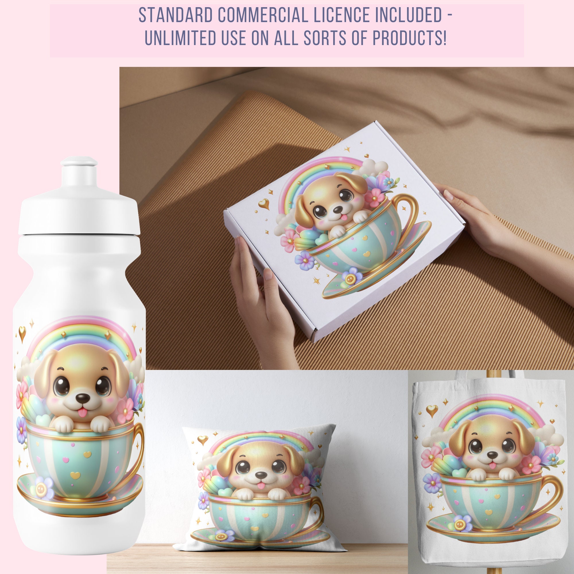 Cute Puppy Clipart, Colourful Puppy in a Cup PNG, Puppy Instant ...
