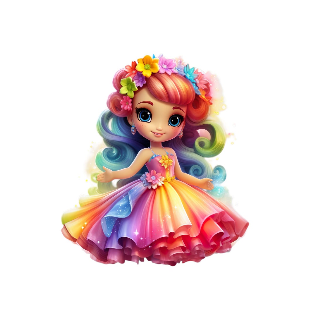 Rainbow Princess Clipart Cute Princess PNG Instant Download - Etsy
