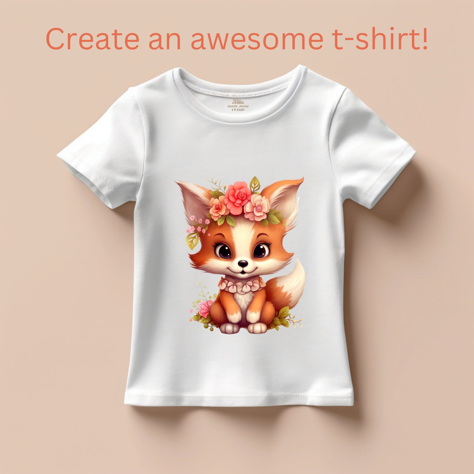 Cute Baby Fox Clipart PNG, Fox Transparent Digital Download, Flowery ...