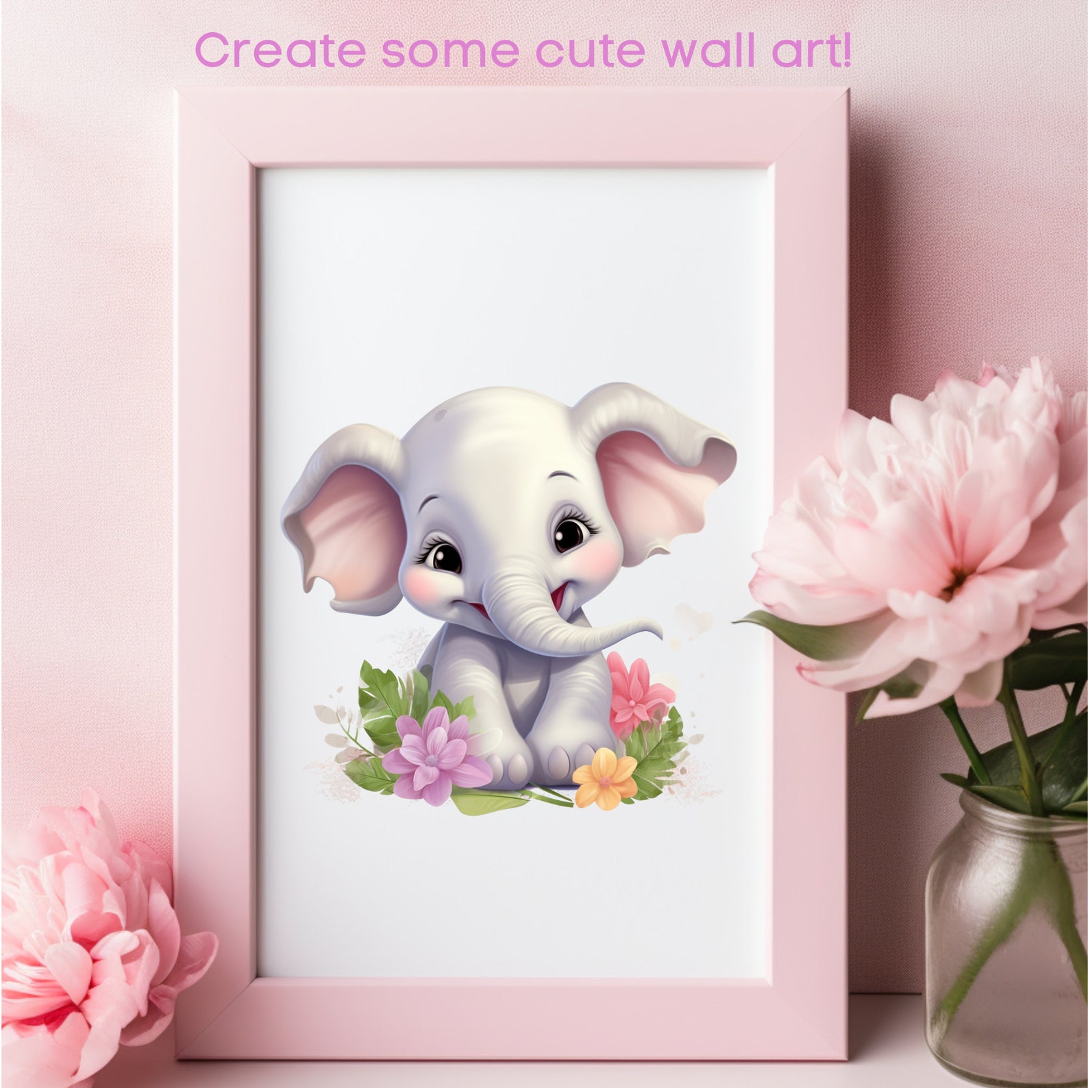 Cute Elephant Clipart, Baby Elephant PNG, Transparent Digital Download ...