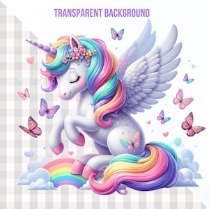 Flying Unicorn, Cute Rainbow Unicorn Clipart, Pegasus Unicorn PNG ...
