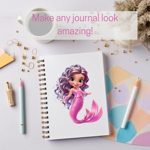 Cute Pink Mermaid PNG and Jpeg Graphic, Cute Mermaid Clipart, Girls ...