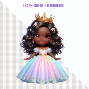 Princess, Cute Princess Clipart, Cute Afro Princess PNG Instant ...