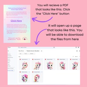 Cute Unicorn Clipart Bundle, Seven Pastel Unicorns PNG Bundle, Transparent Images, Cute Baby ...