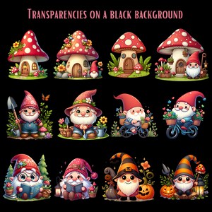 Cute Gnome Clipart Bundle, Large Bundle PNG Garden Gnomes ...