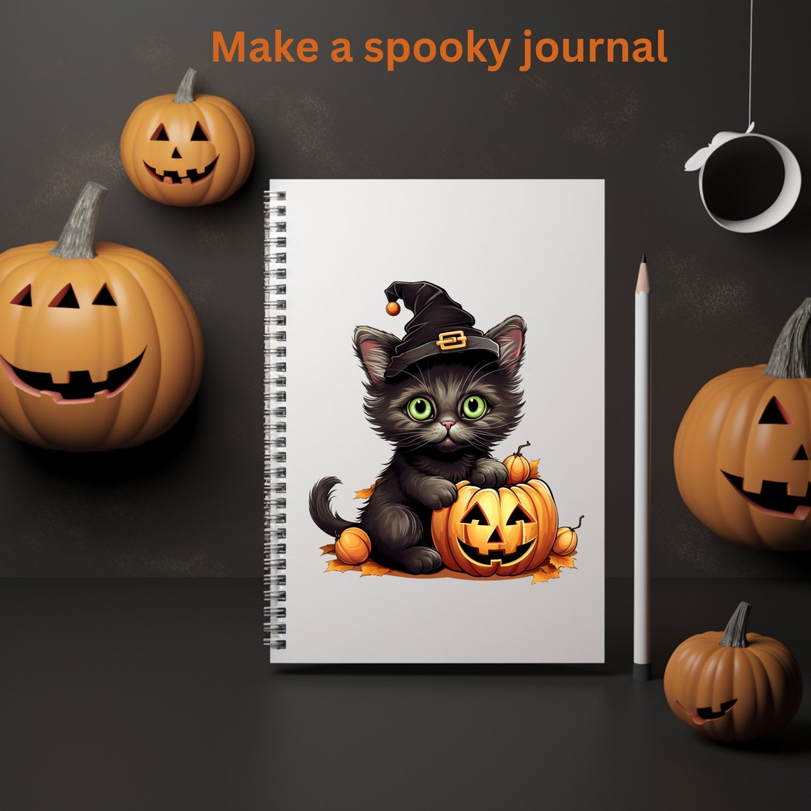 Cute Halloween Cat Clipart, Kids Halloween Clipart, Instant Download ...