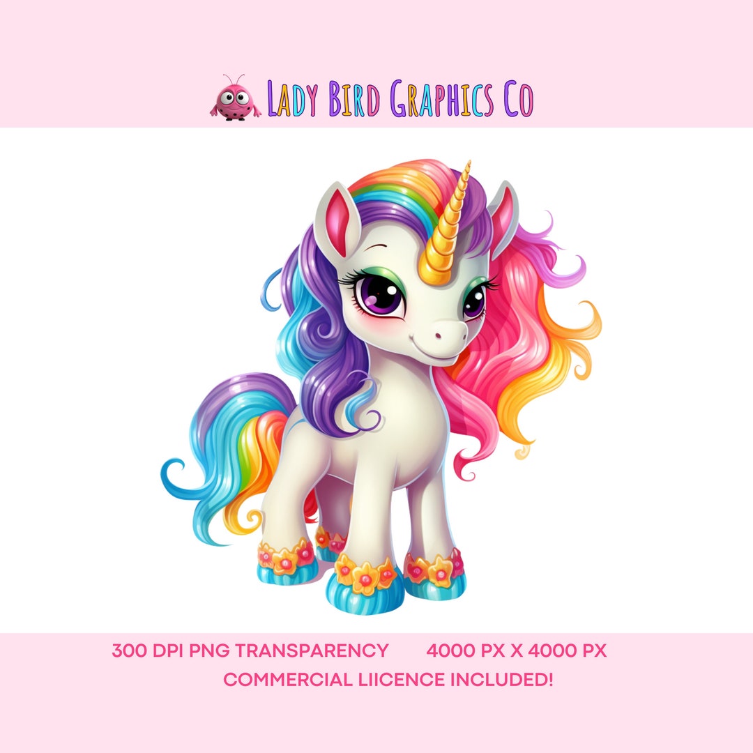 Unicorn, Rainbow Unicorn Clipart, Cute Unicorn PNG, Instant Download ...