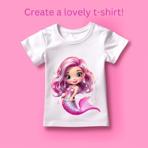 Cute Pink Mermaid Clipart, Girls PNG and Jpeg Graphic, Transparent ...