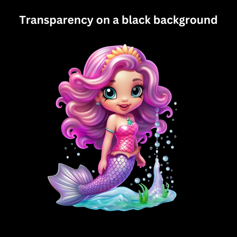 Cute Mermaid PNG Jpeg Mermaid Clipart Digital Download - Etsy