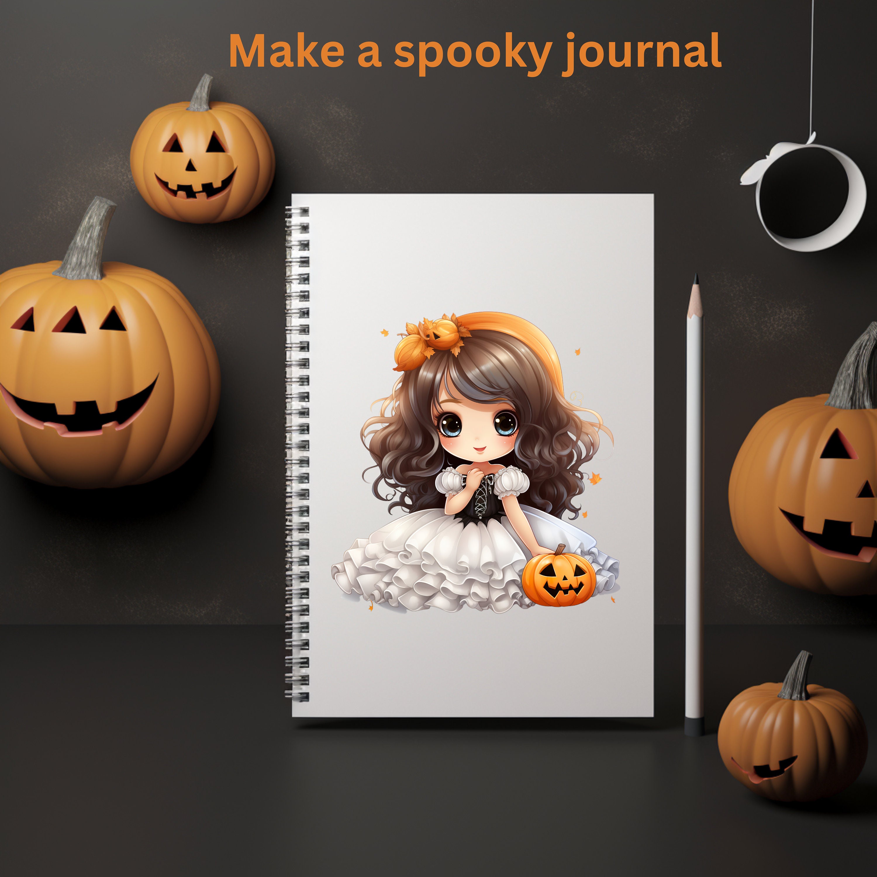 Cute Halloween Clipart, Halloween Kawaii Girl, Instant Download ...