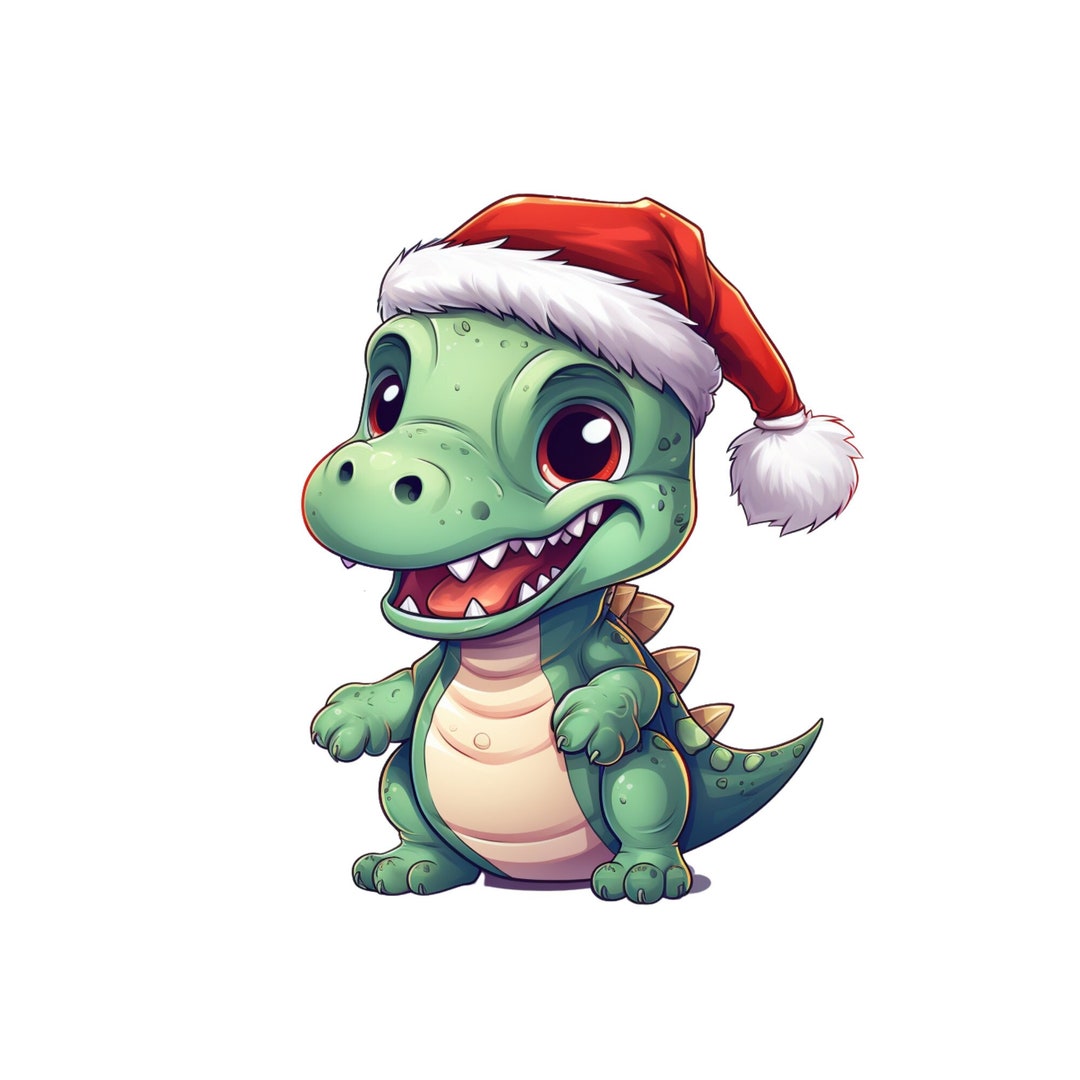 Christmas Dino, Cute Christmas Dinasour Clipart PNG, Instant Download ...