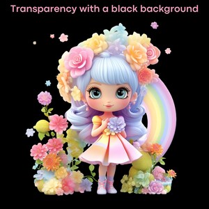 Cute Princess Clipart, Pastel Rainbow Princess PNG, Digital Download ...