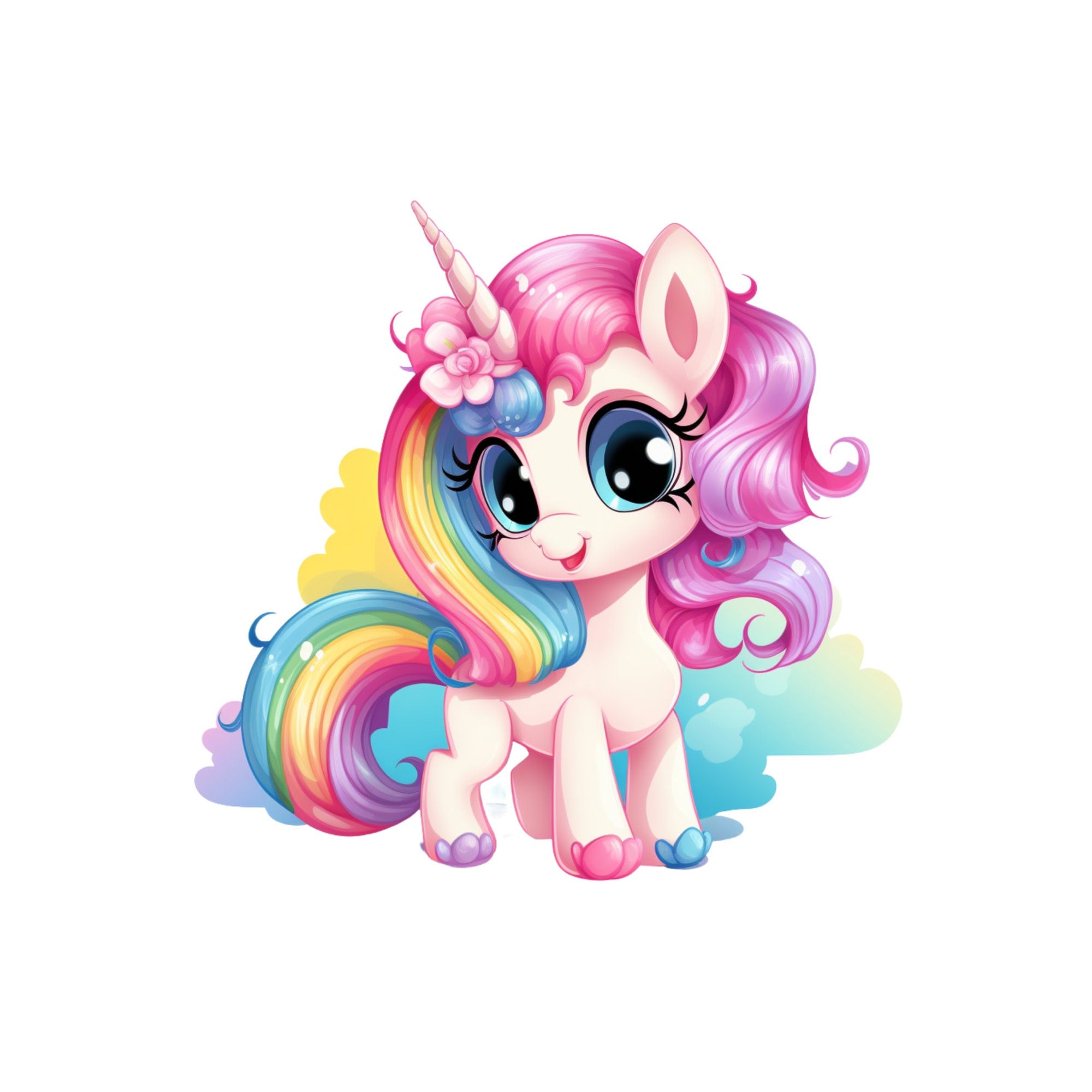 Unicorn, Cute Rainbow Kawaii Unicorn Clipart PNG, Instant Download ...