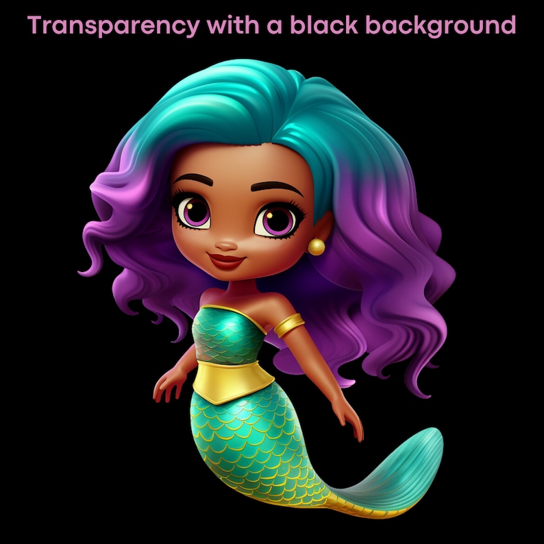 Cute Mermaid Clipart Mermaid PNG Instant Download - Etsy