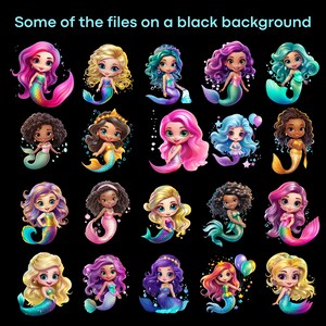 Cute Mermaids Clipart Bundle, Large Mermaid PNG Bundle Transparencies ...