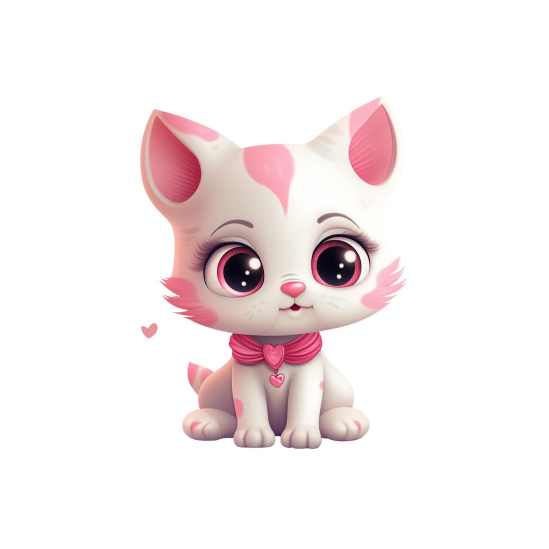 Cute Kitten Clipart, Pink and White Kitten PNG Transparency, Girls Cute ...