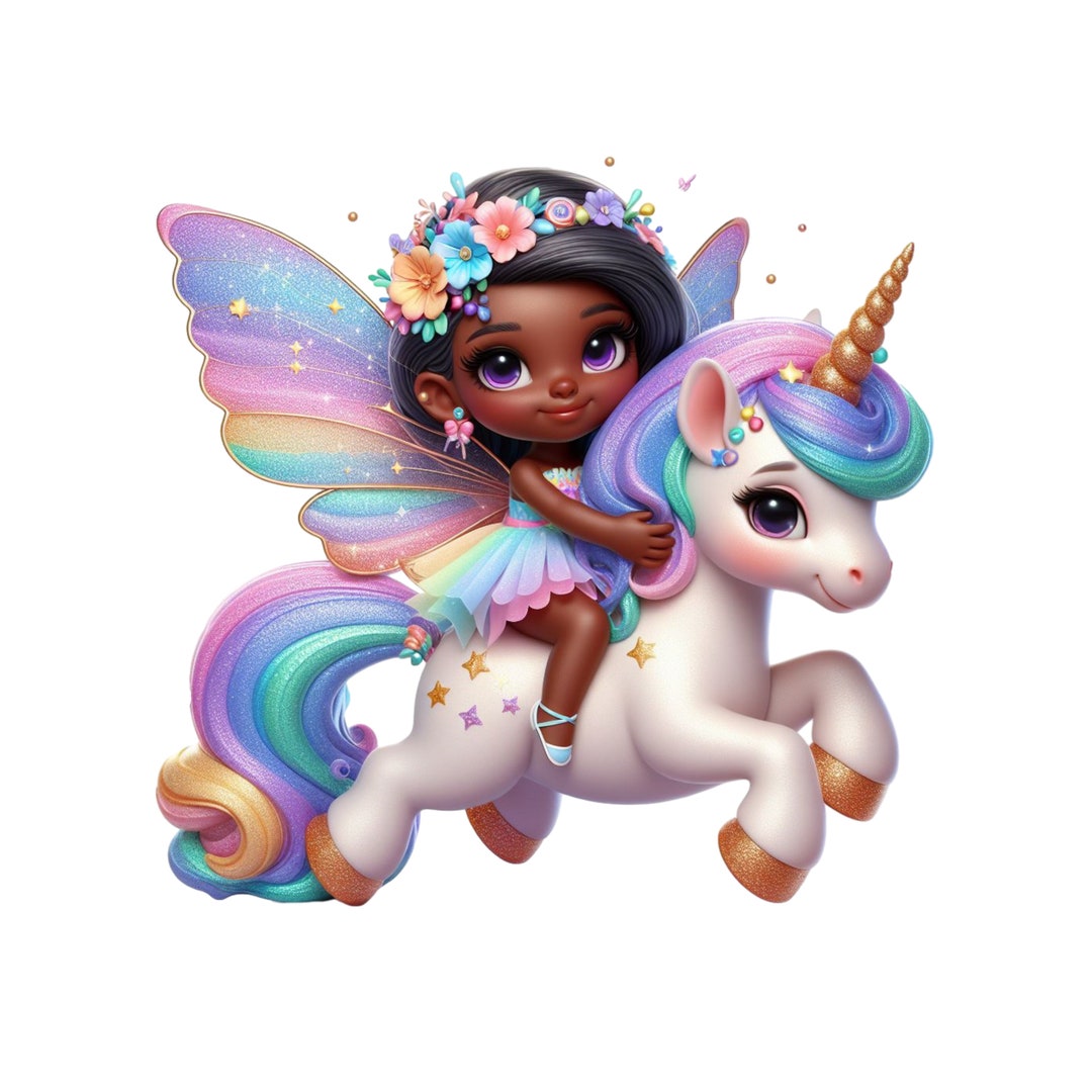 Cute Fairy and Unicorn Clipart, Fairy PNG Instant Download Transparency ...