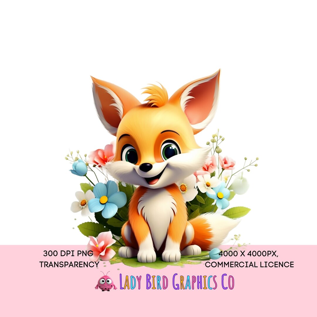 Cute Fox Clipart, Baby Fox PNG, Transparent Digital Download, Fox With ...