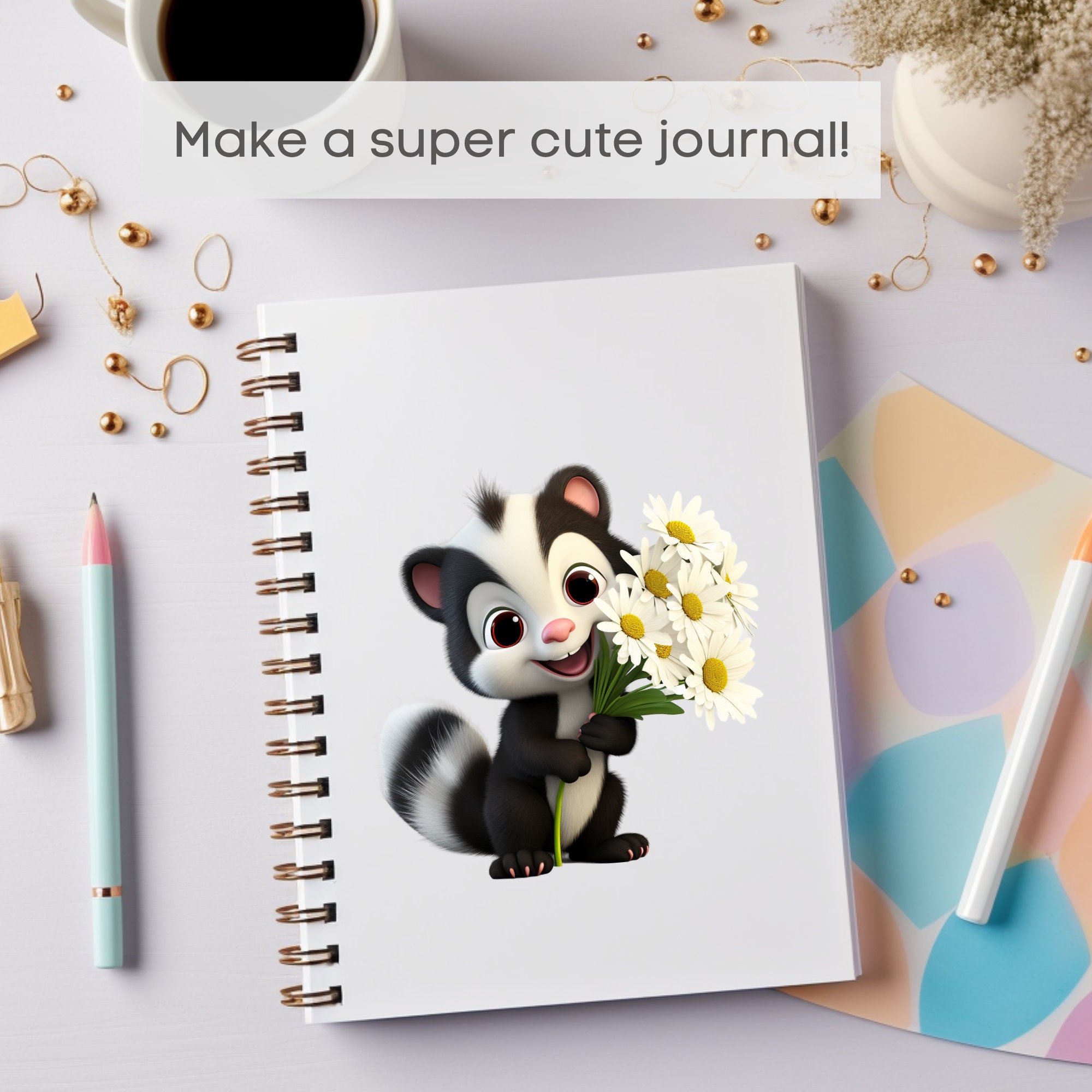 Baby Skunk Clipart, Cute Skunk PNG, Transparent Digital Download, Skunk ...