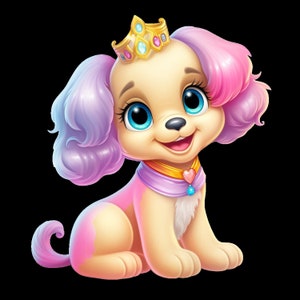 Princess Puppy Clipart, Royal Puppy PNG Digital Download, Pink Princess ...
