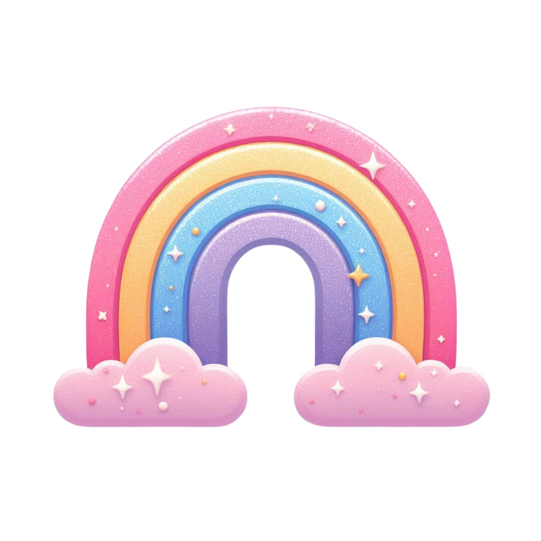 Pastel Glitter Rainbow Clipart: Kids Cartoon PNG (digital Download) - Etsy