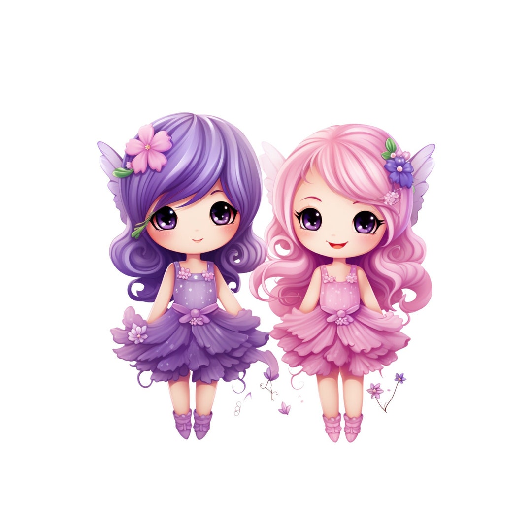 Cute Fairy Clipart, Two Cute Fairies PNG, Fairy Girl Instant Download ...