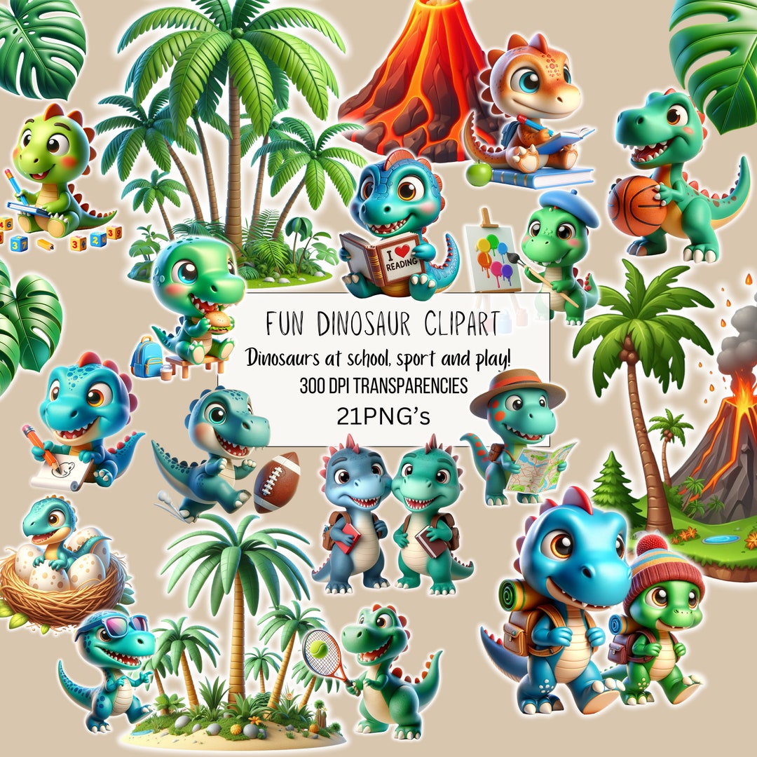 Dino Graphics, Cute Dino Clipart Bundle, Teacher Graphics, Cute School ...