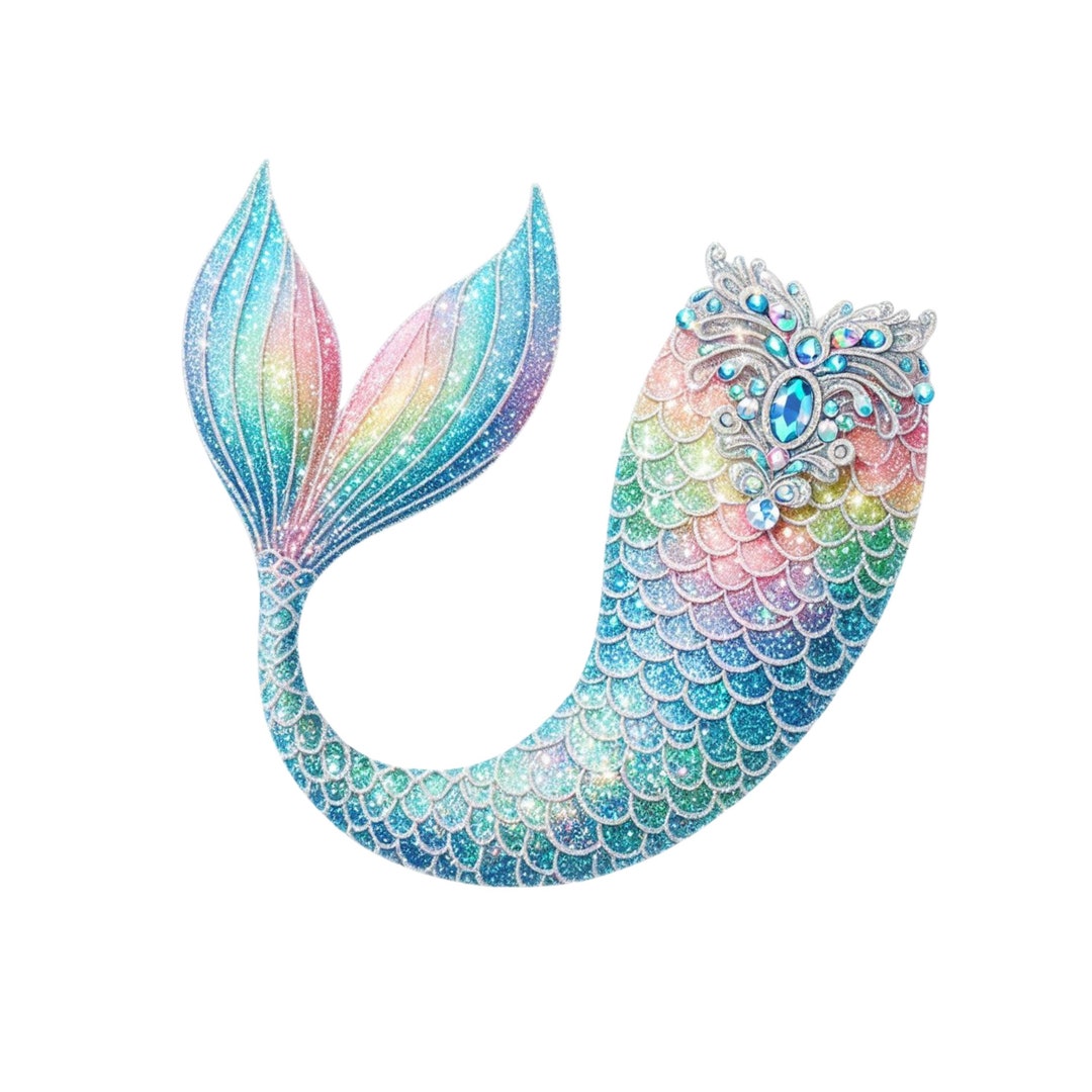 Mermaid Clipart, Mermaid Tail PNG, Glitter Mermaid Tail, Transparent ...
