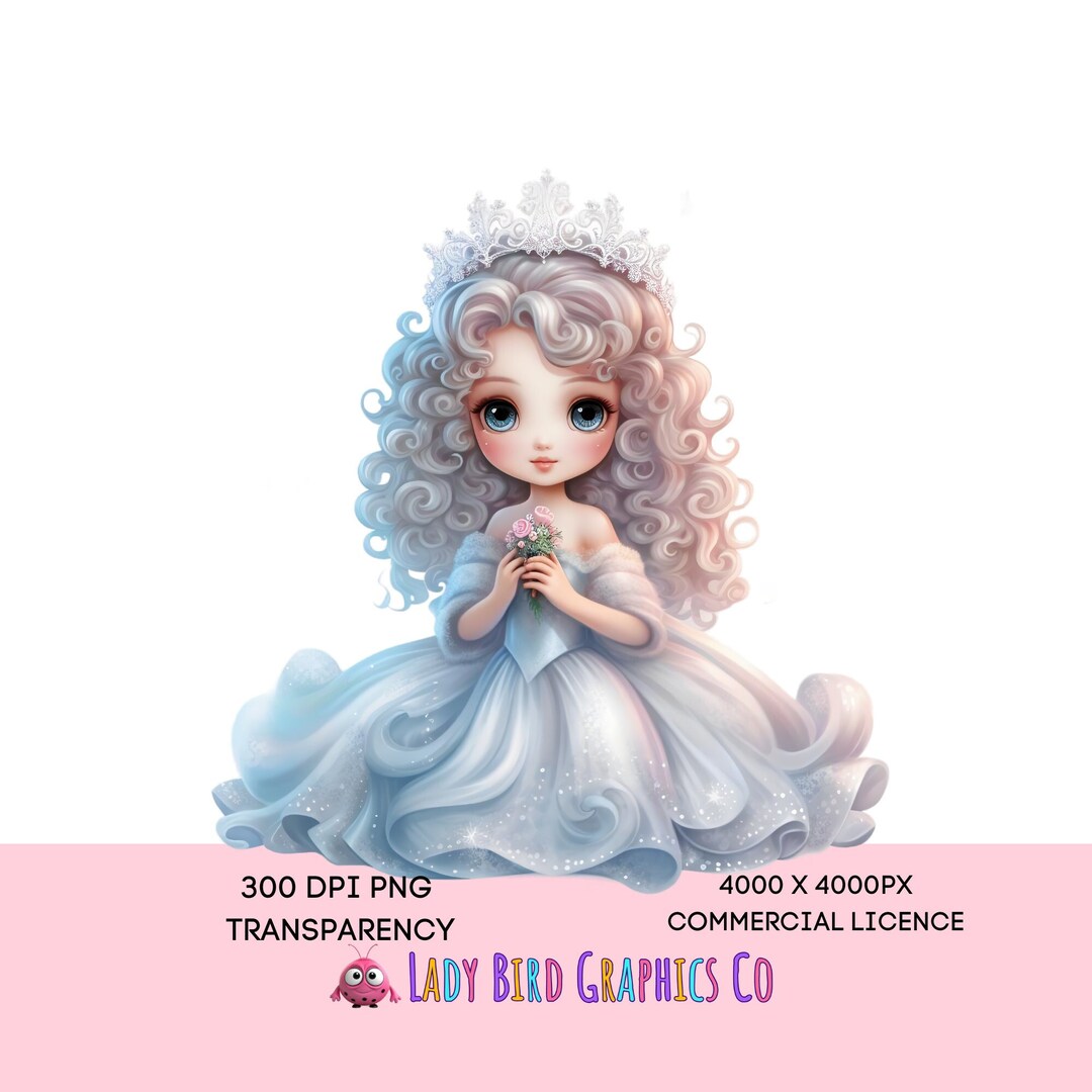 Cute Winter Princess Clipart, Princess PNG Instant Digital Download ...