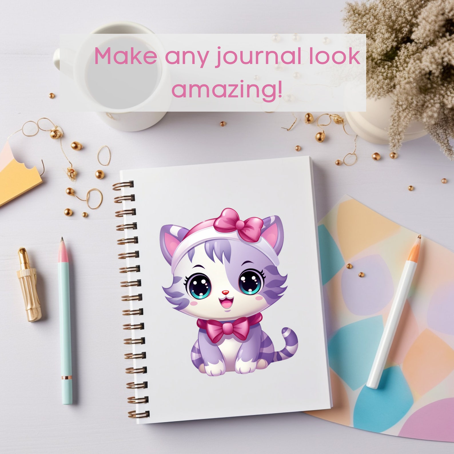 Kitten, Cute Kawaii Chibi Kitten Clipart PNG, Instant Download ...