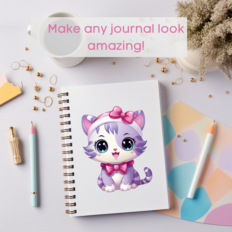 Kitten, Cute Kawaii Chibi Kitten Clipart PNG, Instant Download ...