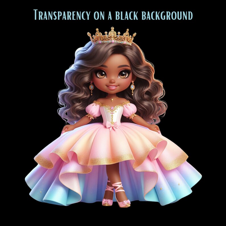 Princess, Cute Princess Clipart, Cute Afro Princess PNG Instant ...