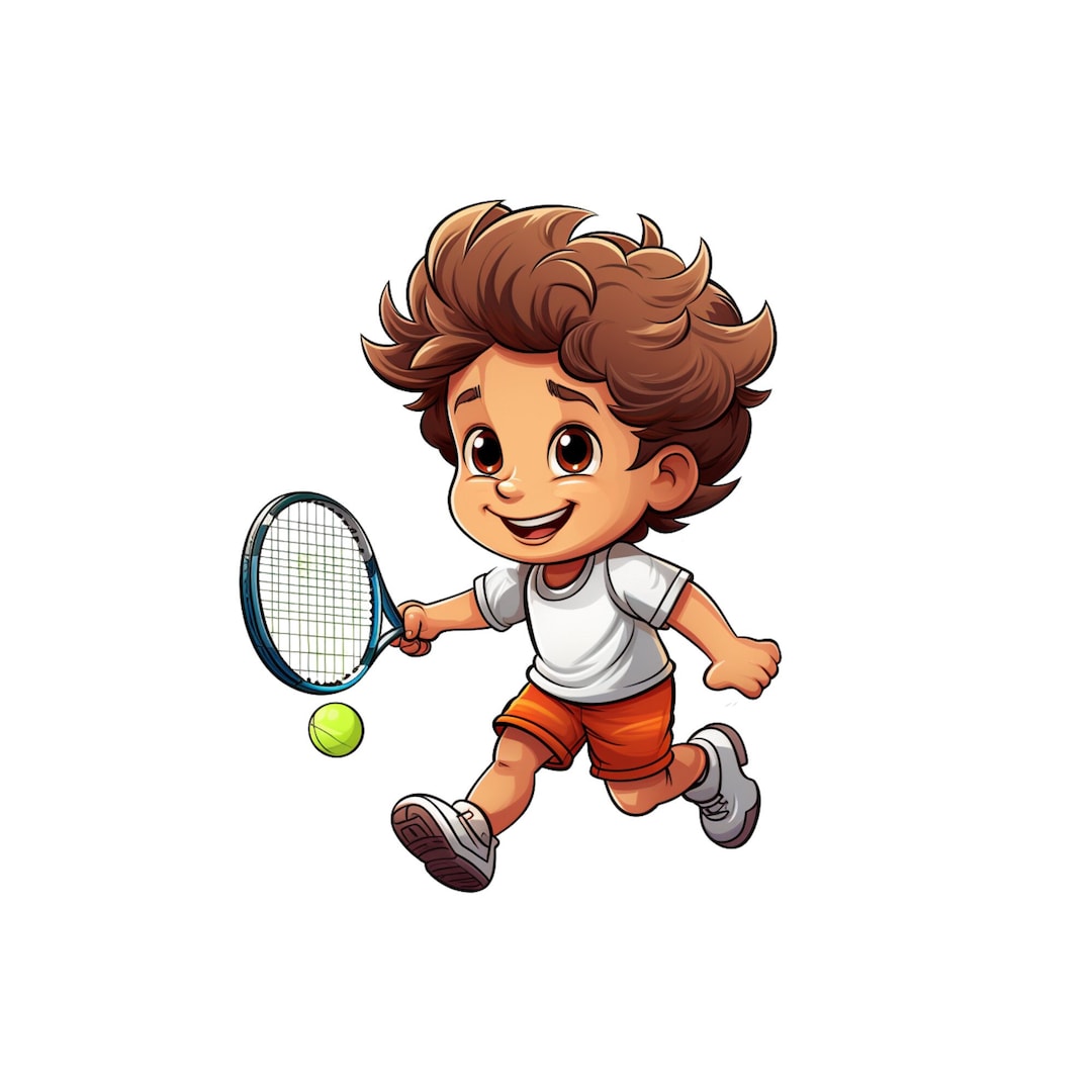 Boy Playing Tenns Clipart, Cute Tennis PNG, Sporty Clipart for Boys ...