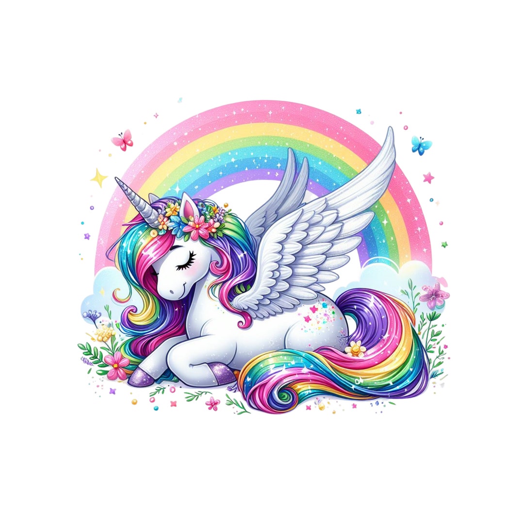 Unicorn, Cute Rainbow Unicorn Clipart, Pegasus Unicorn PNG Instant ...
