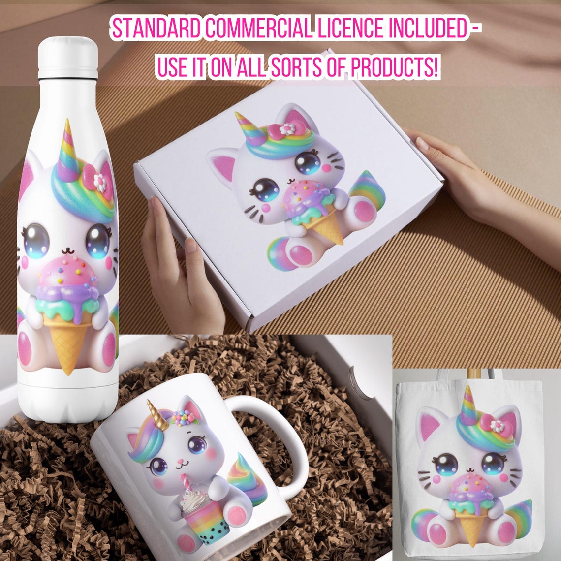 Caticorn, Cute Kitycorn With Bubble Tea PNG, Instant Download ...