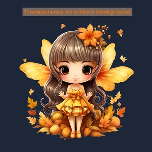 Cute Fairy Clipart, Autumn Fairy PNG, Cute Kawaii Chibi Fairy Printable ...