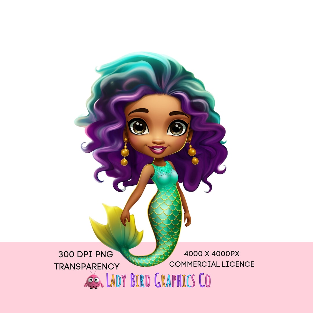 Mermaid PNG, Cute Mermaid Clipart, Instant Download Transparency, Under ...