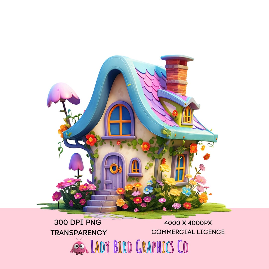 Fairy House, Cute Rainbow Fairy Cottage Clipart, Fairy Tale Home ...