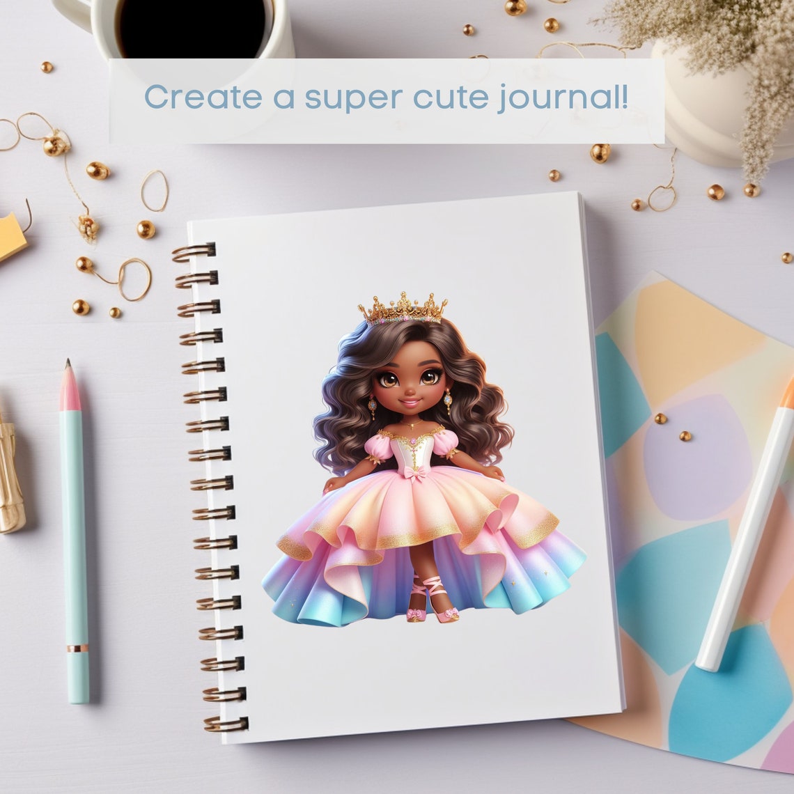 Princess, Cute Princess Clipart, Cute Afro Princess PNG Instant ...