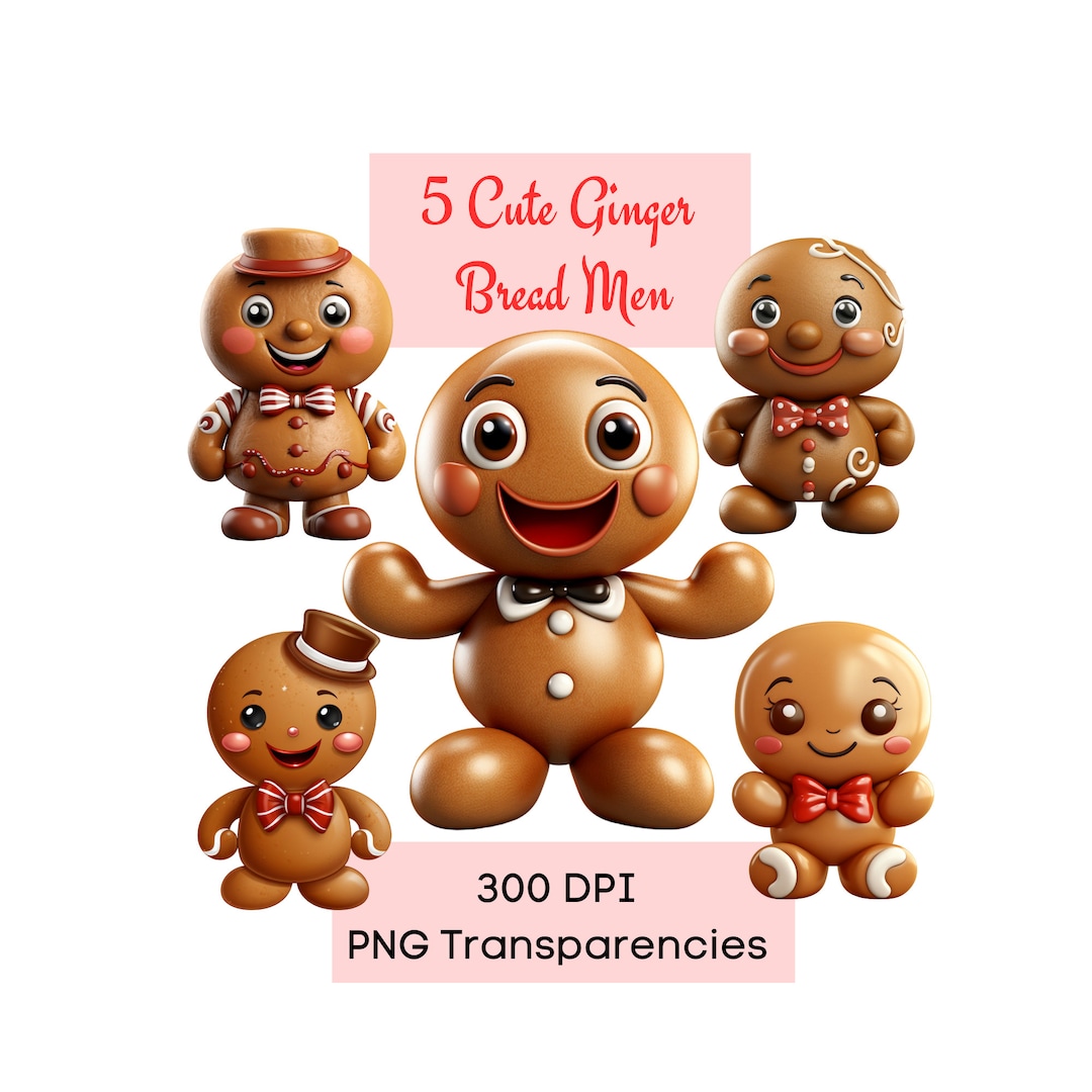 Gingerbread Men Clipart, Cute Christmas Clipart PNG Digital Instant ...