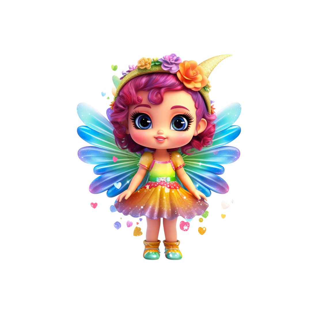 Rainbow Fairy Clipart, PNG and Jpeg Digital Download, Cute Magical ...