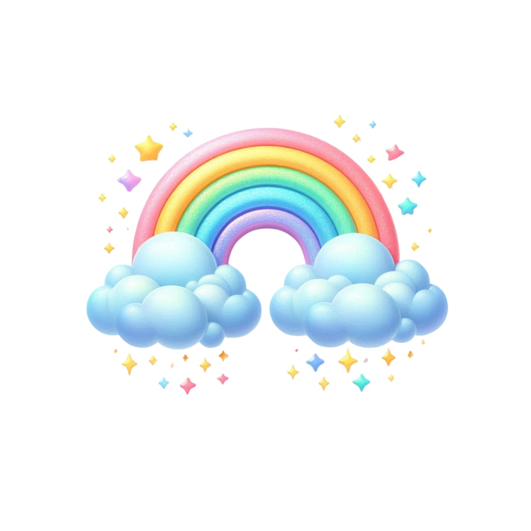Cute Rainbow Clipart, Glitter Rainbow PNG Instant Download Transparency ...