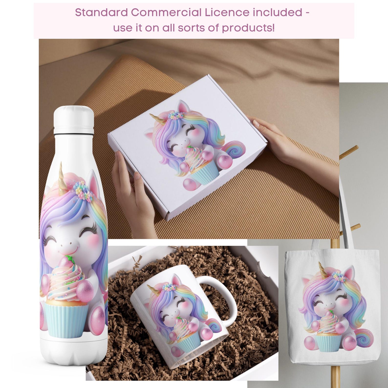 Rainbow Unicorn Clipart: Birthday Cupcake PNG (digital Download) - Etsy