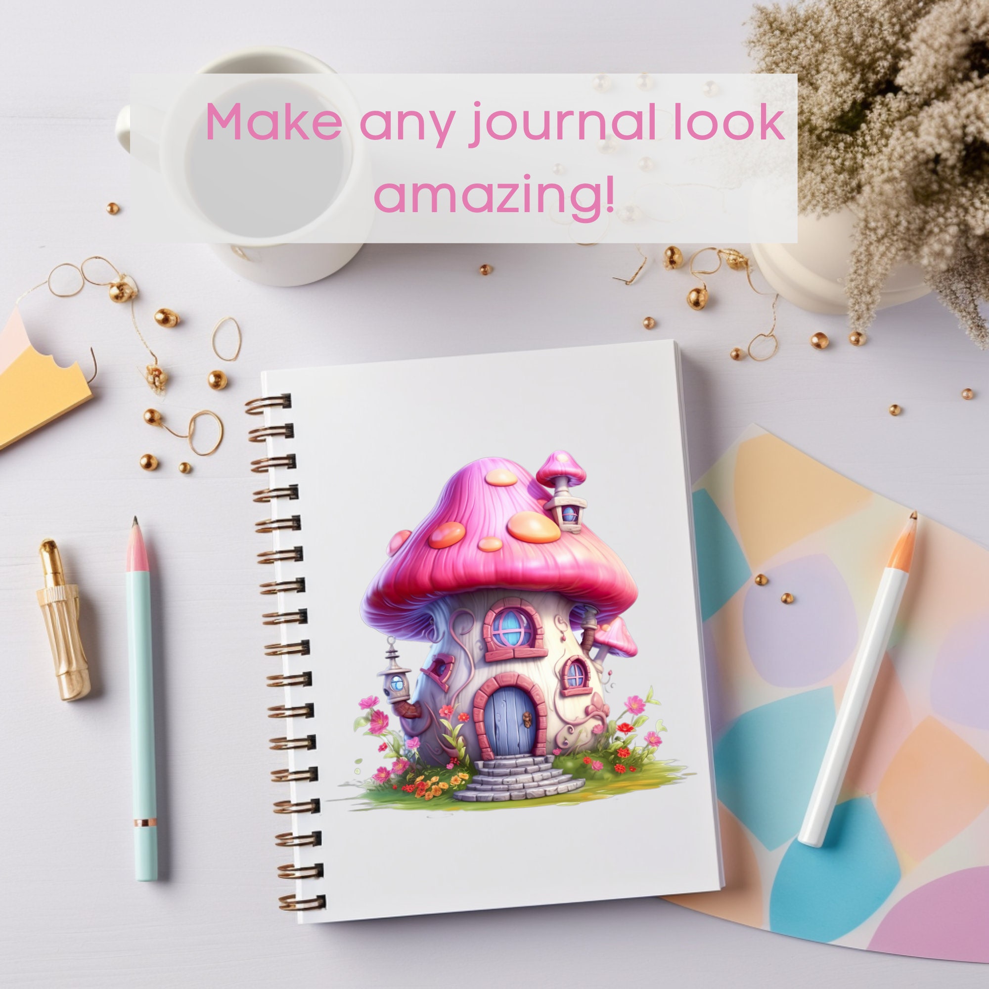 Fairy Mushroom House Clipart Cute Mushroom Cottage PNG Fairy - Etsy