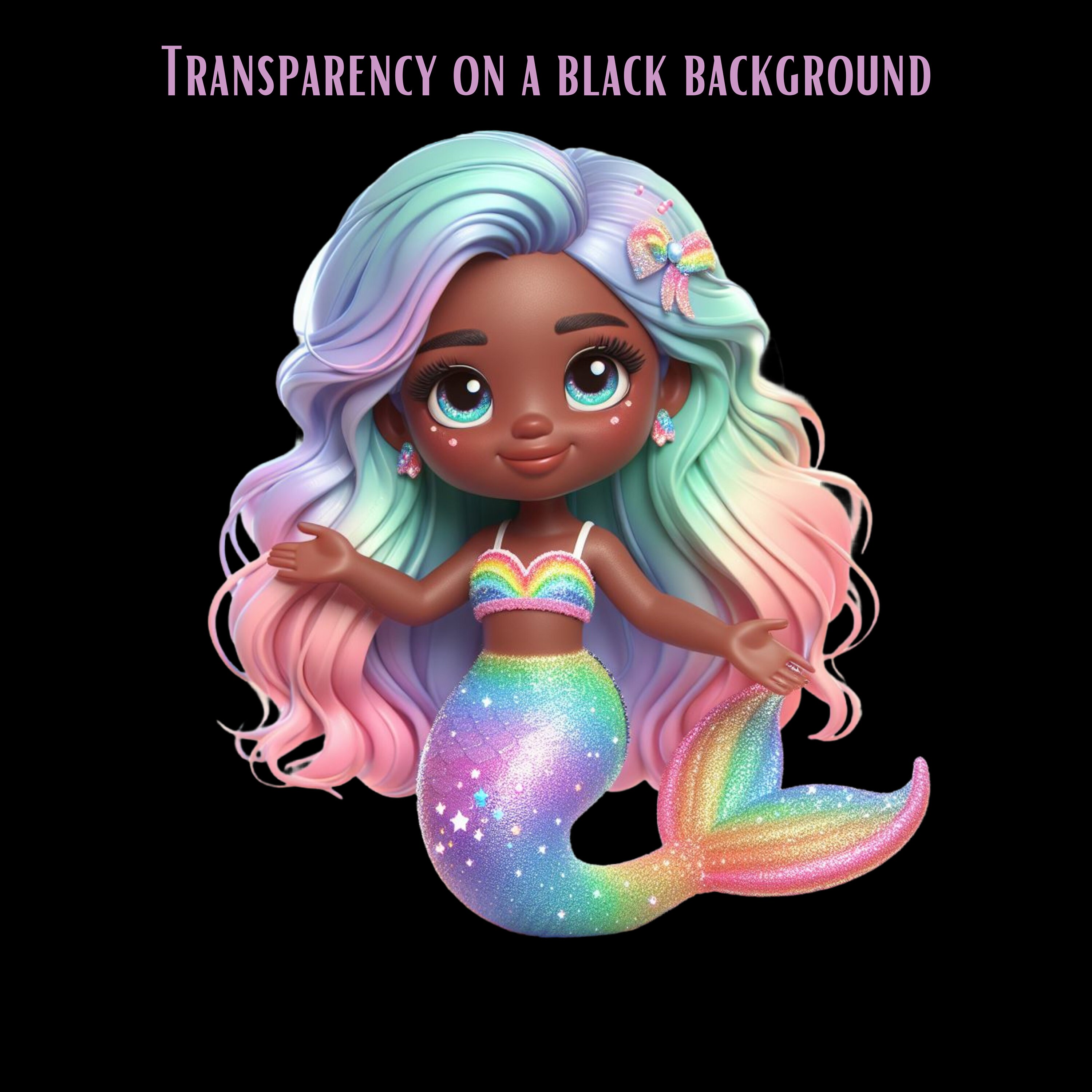 Mermaid Clipart, Rainbow Mermaid, Black Mermaid PNG, Transparent ...