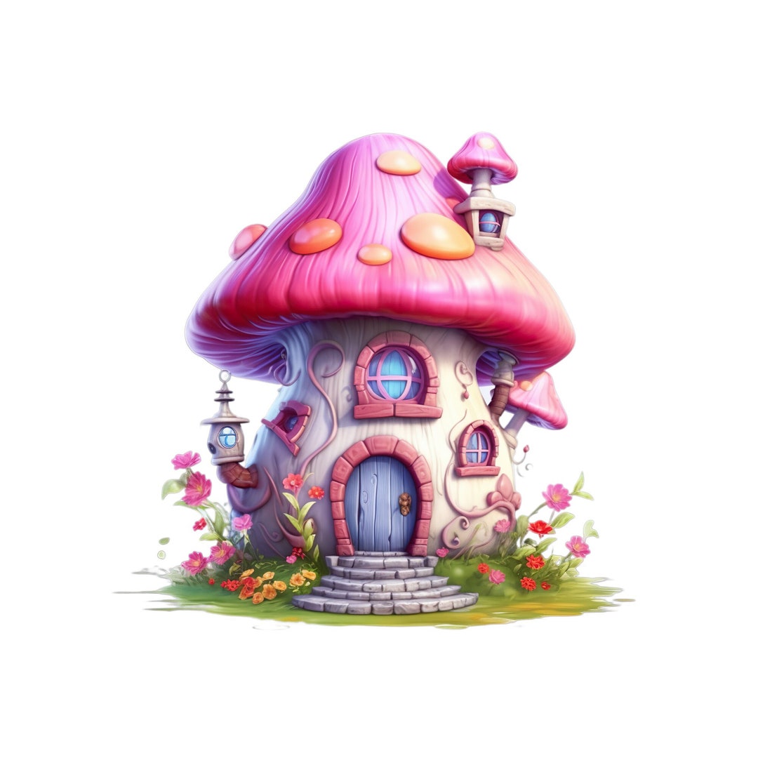 Fairy Mushroom House Clipart, Cute Mushroom Cottage PNG, Fairy House ...