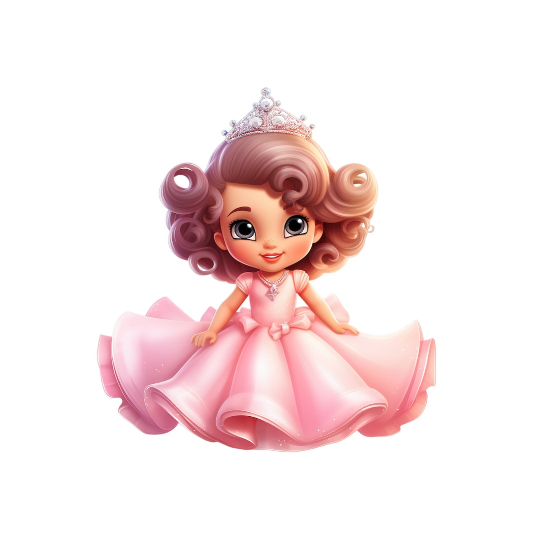 Pink Princess Clipart, Cute Pink Princess PNG Instant Download, Cute ...