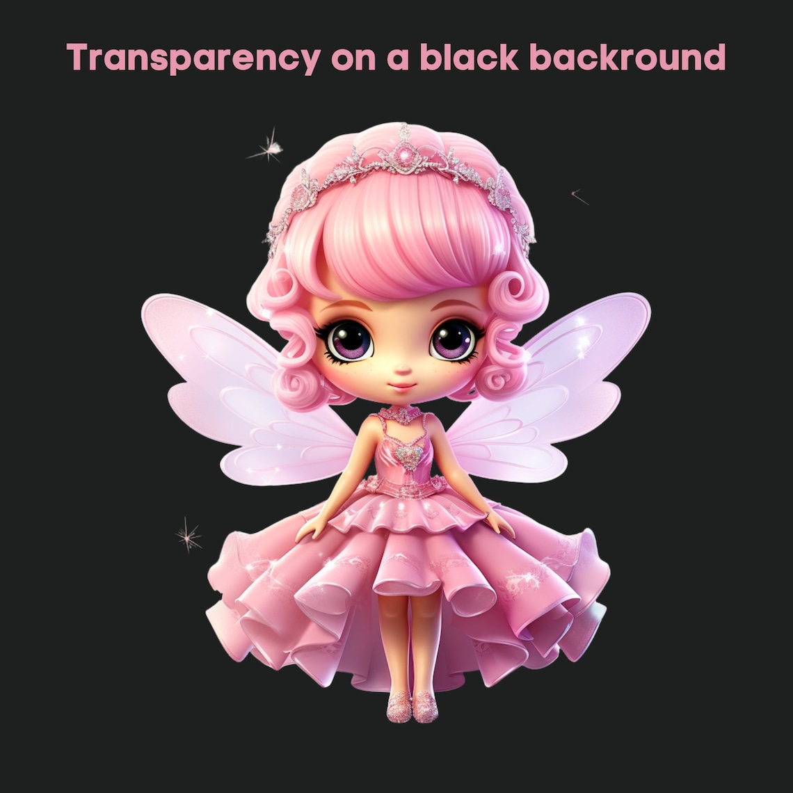 Cute Fairy Clipart, Pink Fairy Princess PNG Instant Download, Cute ...
