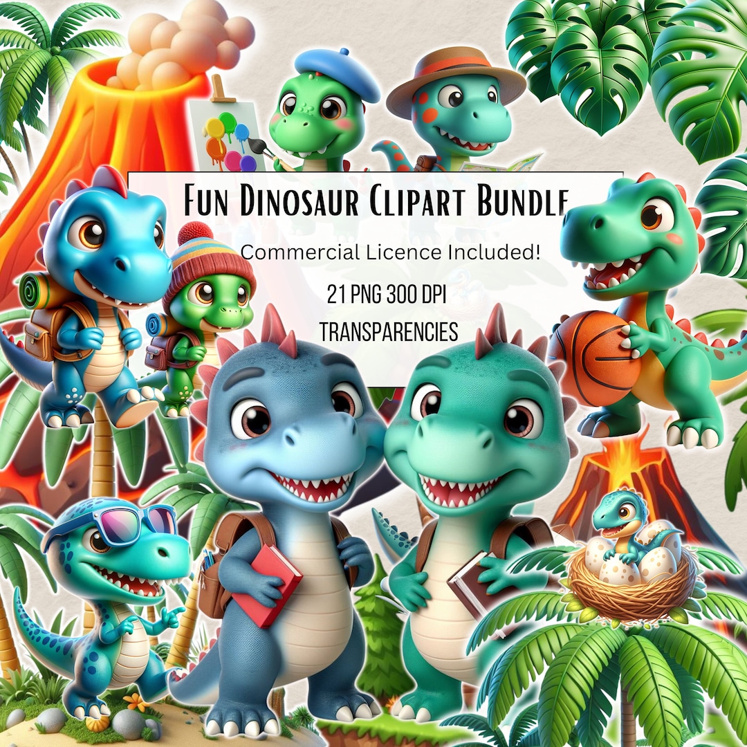 Dino Graphics, Cute Dino Clipart Bundle, Teacher Graphics, Cute School ...